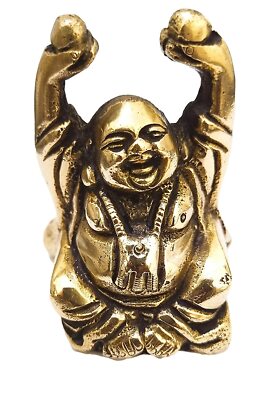 Brass Laughing Buddha Good Luck Statue for Home Decor Health Wealth ...