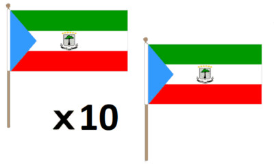 DRAPEAU GUINÍ?E Í?QUATORIALE 45x30cm HAMPE en bois - LOT DE 10 DRAPEAUX ...