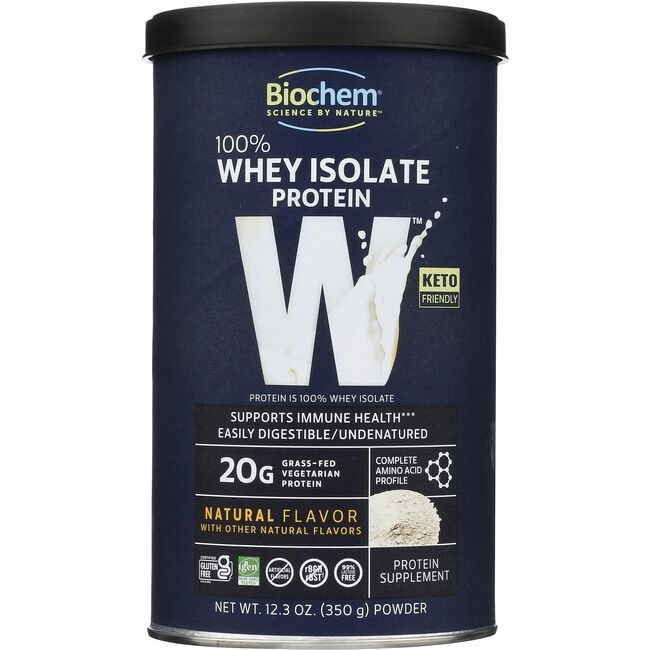 Biochem 100% Whey Isolate Protein - Natural 20 g protein 12.3 oz Pwdr
