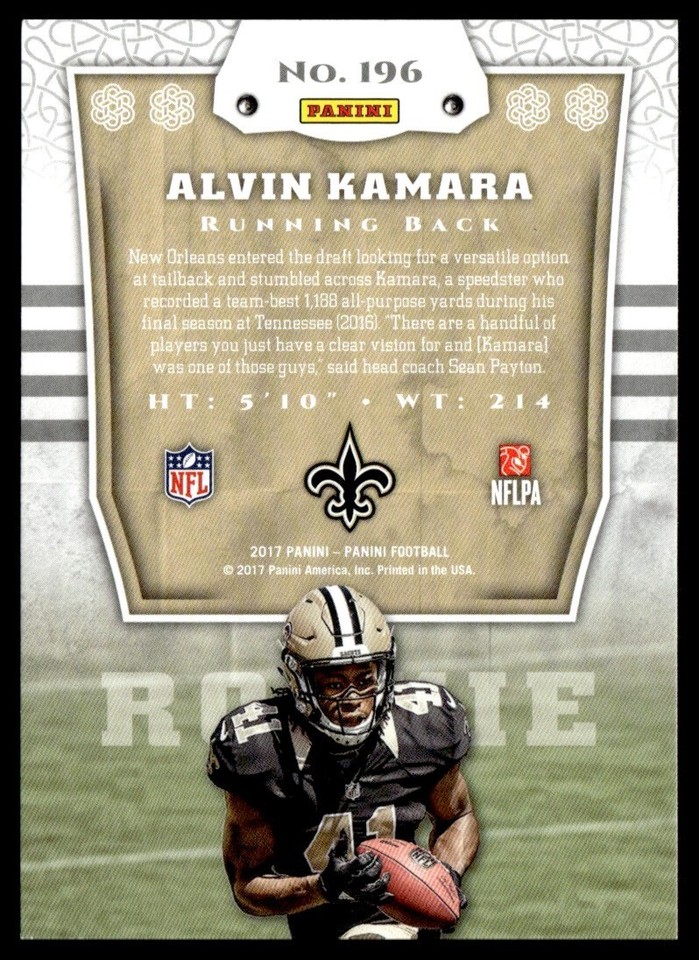 2017 Panini Alvin Kamara Rookie New Orleans Saints #196 | eBay