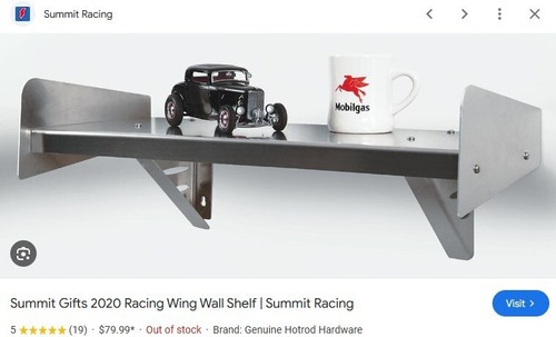 Summit Racing brand Aluminum Wall Shelf in automotive style, with cut ...