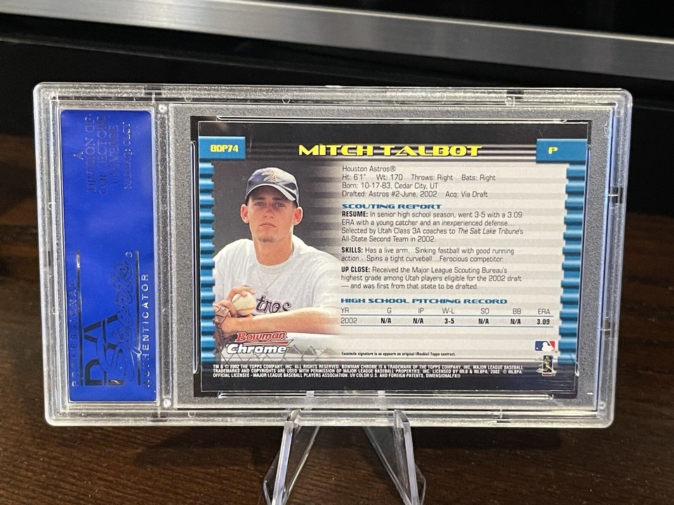 2002 Bowman Draft Picks & Prospects Mitch Talbot #BDP74 Houston Astros ...