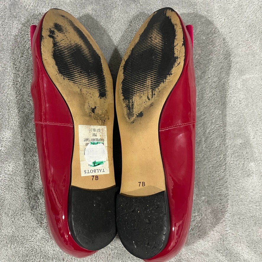 Talbots BRIANA4 RASPBERRY TART Red Patent Leather Suede Bow Ballet ...