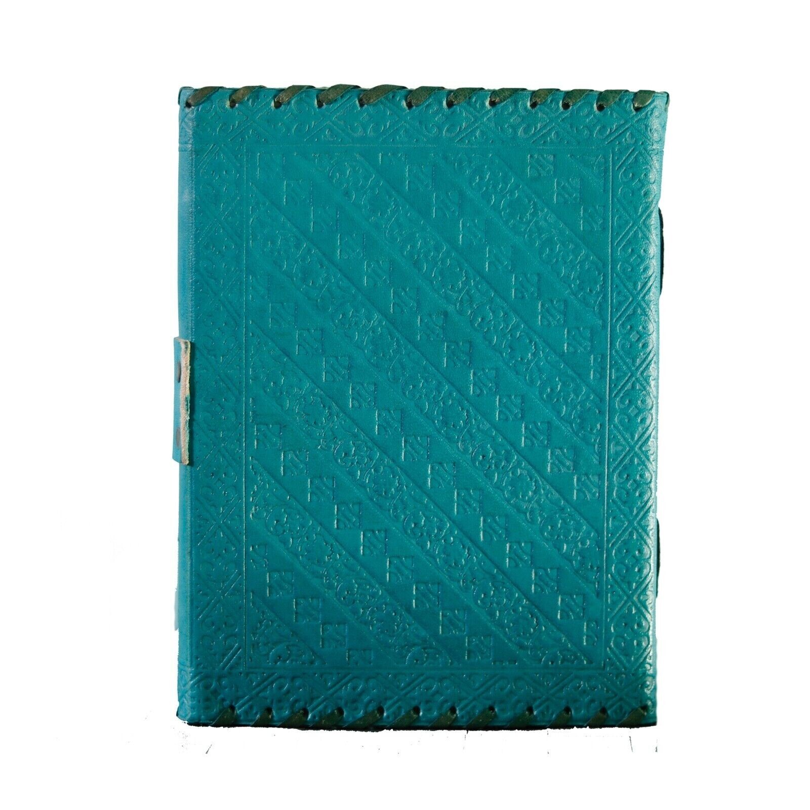 Handmade Leather Journal Notebook Blue Stone Embossed Lock Diary ...