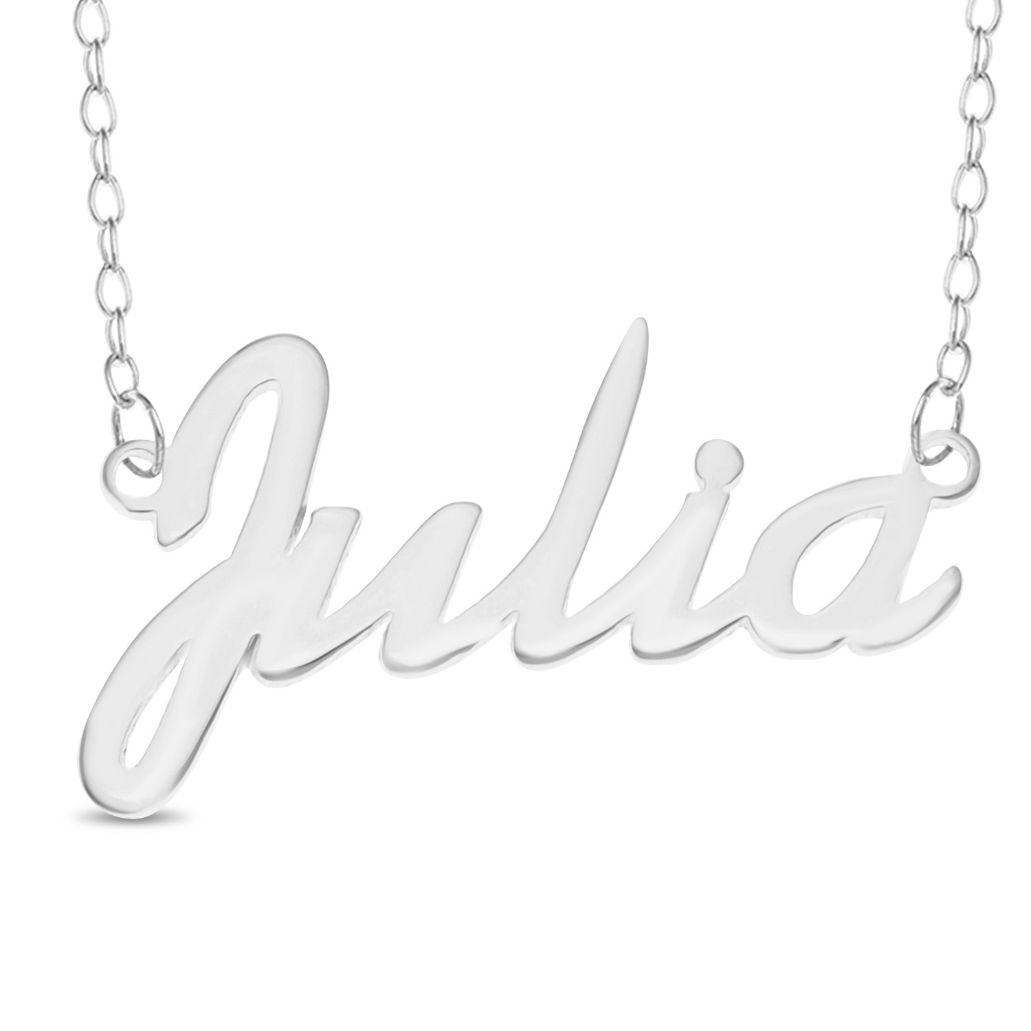 Julia Laser Cut 925 Sterling Silver Name Rolo Necklace - Personalized ...
