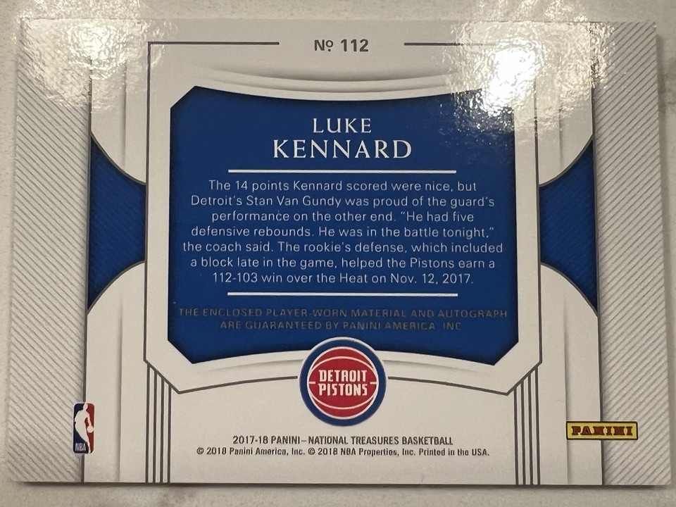 Luke Kennard 2017-18 National Treasures Horizontal Rookie Patch Auto ...