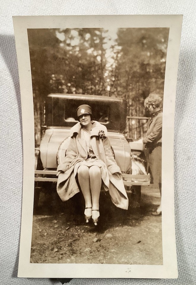 1920’s PHOTO Handsome Flapper Lady Seated On Automobile Antique Vintage ...