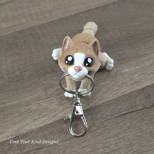 Mini Cat 3D printed Keychain articulated toy 4 inch Flexi Fidget gift ...
