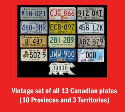 FULL SET 13 VINTAGE CANADIAN LICENSE PLATES LOT TAG NUNAVUT AND NWT ...