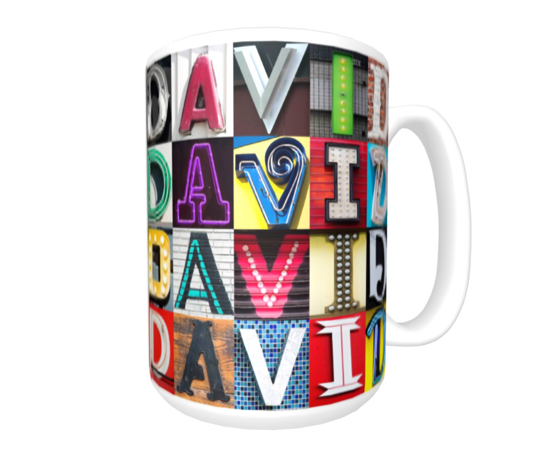 DAVID Coffee Mug / Cup featuring the name in photos of actual sign ...