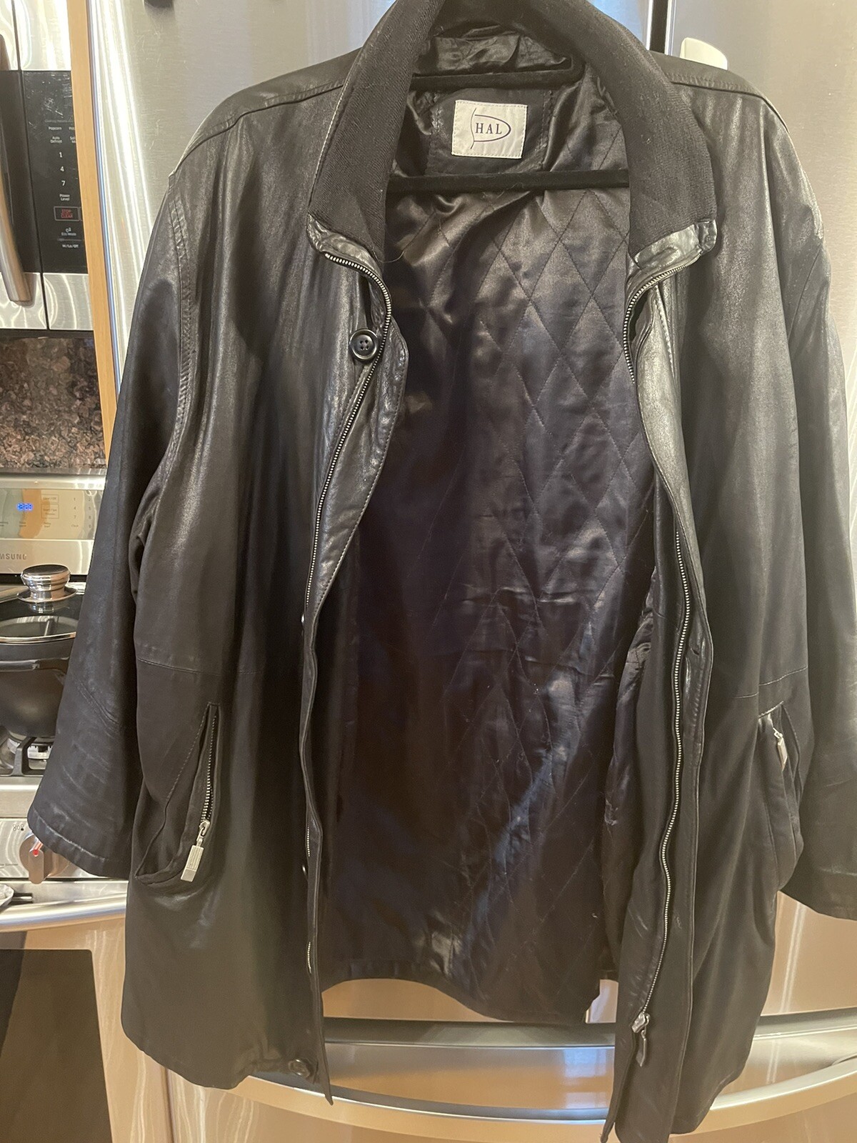 HAL Leather Jacket Size XXL Full Zip And 4 Buttons Ja… - Gem