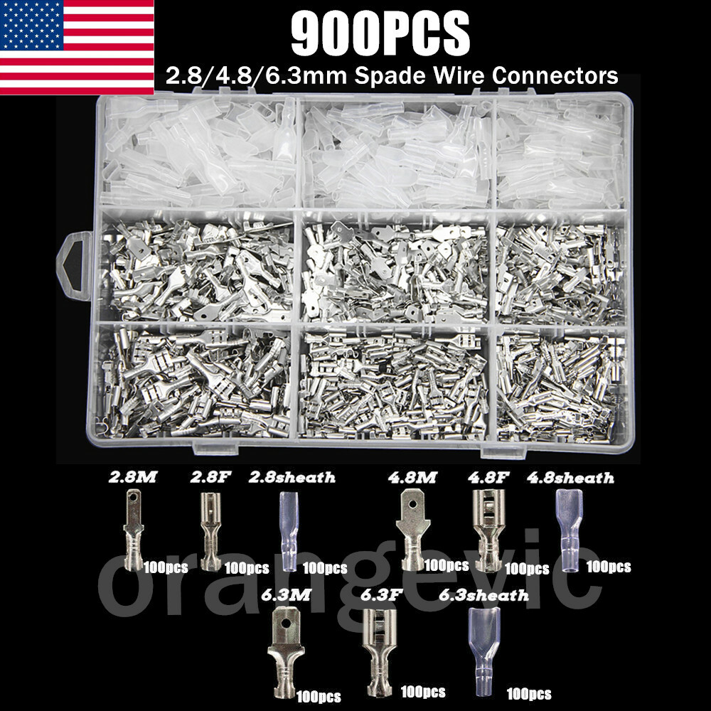 900X Assortment Male Female Spade Terminals Electrical Wire Crimp ...