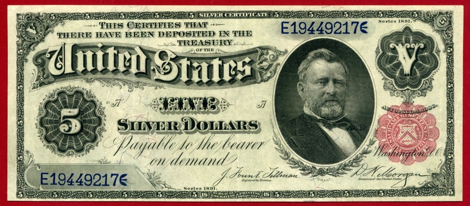 1891 $5 Silver Certificate FR-267 PMG EF40 Rare Old Paper Money 542 ...