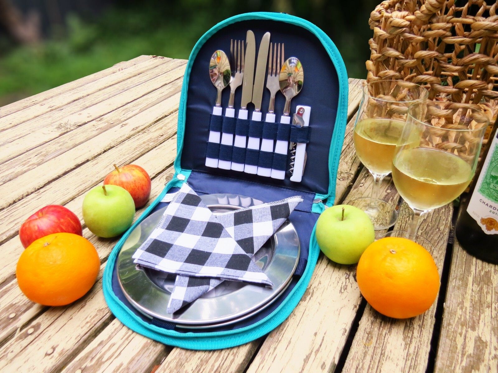 Picnic set for 2 with SS Cutlery and SS plates, Cute Compact Travel ...