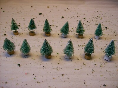Lot of 12 - 1.5" Snow Covered Evergreen Trees Z,N,HO Scale, Model ...