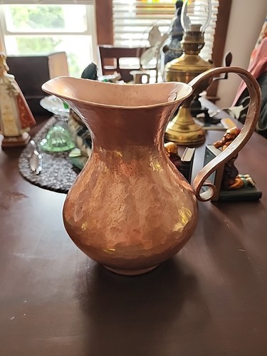 Antique Hammered Solid Copper Pitcher Heavy In Great Condition | eBay