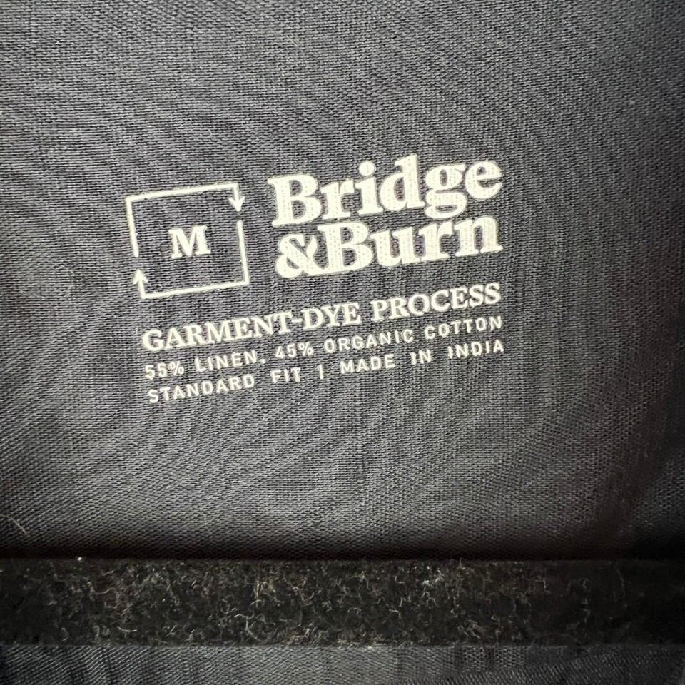 Bridge & Burn Mens Black Linen Organic Cotton Short Sleeve Button Shirt ...