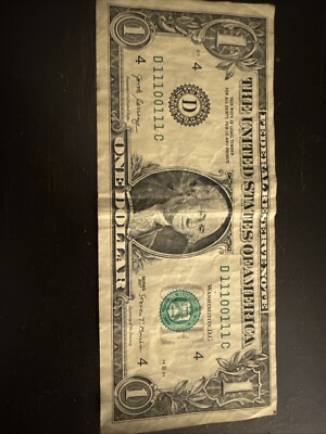 Dollar Bill Serial Number 11100111 | eBay
