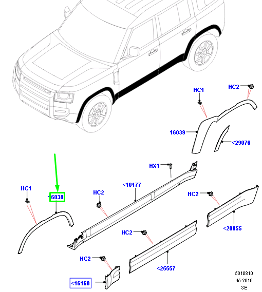 LR DEFENDER L663 Front Right Fender Wheel Arch Molding LR147922 NEW ...