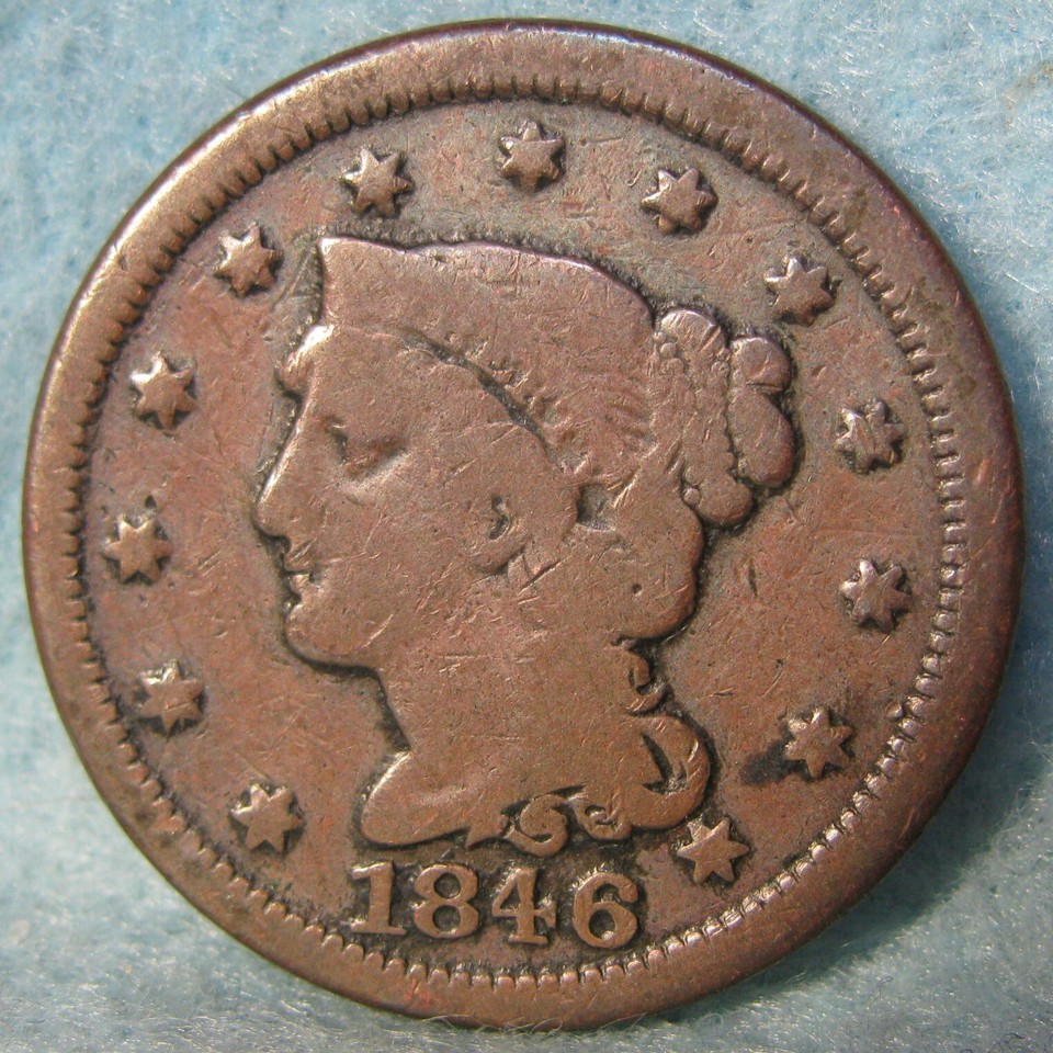1846 Braided Hair Large Cent ~ Old US Coin #556 | eBay