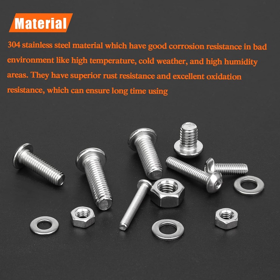 810 Pieces M3 M4 M5 M6 304 Stainless Steel Button Head Socket Cap ...