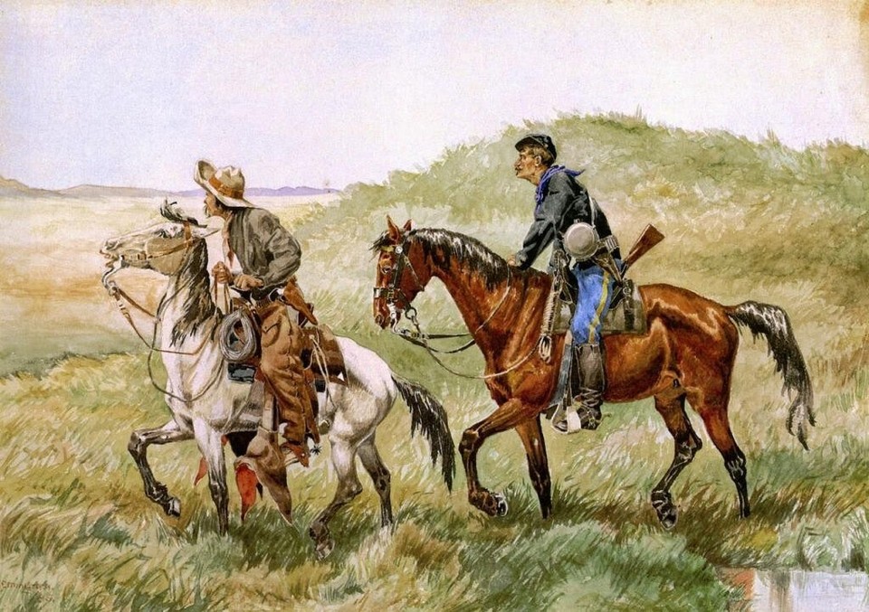 The Couriers – Frederic Remington 1885 Frontier Riders Horses Western ...