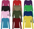 New Girls Long Sleeve Top Kids Plain All Colour Tee Tops T-Shirt Age 2 ...