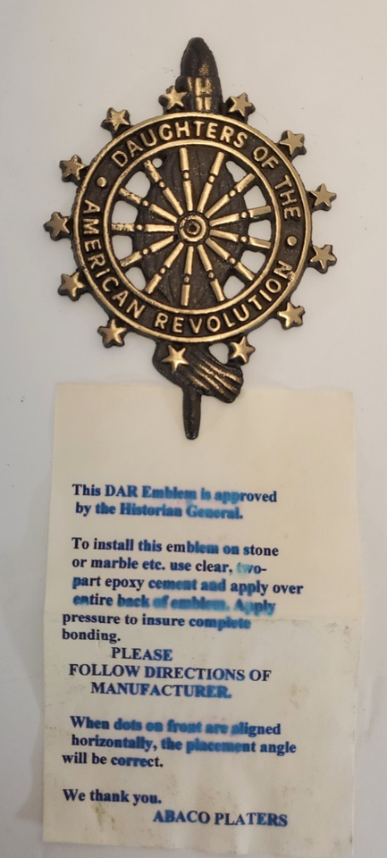Vtg Daughters of the American Revolution DAR Bronze Emblem/Medallion ...