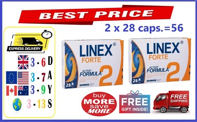 LINEX FORTE-Probiotic Prebiotic-Intestinal Microflora-2 x 28 pcs-FREE ...