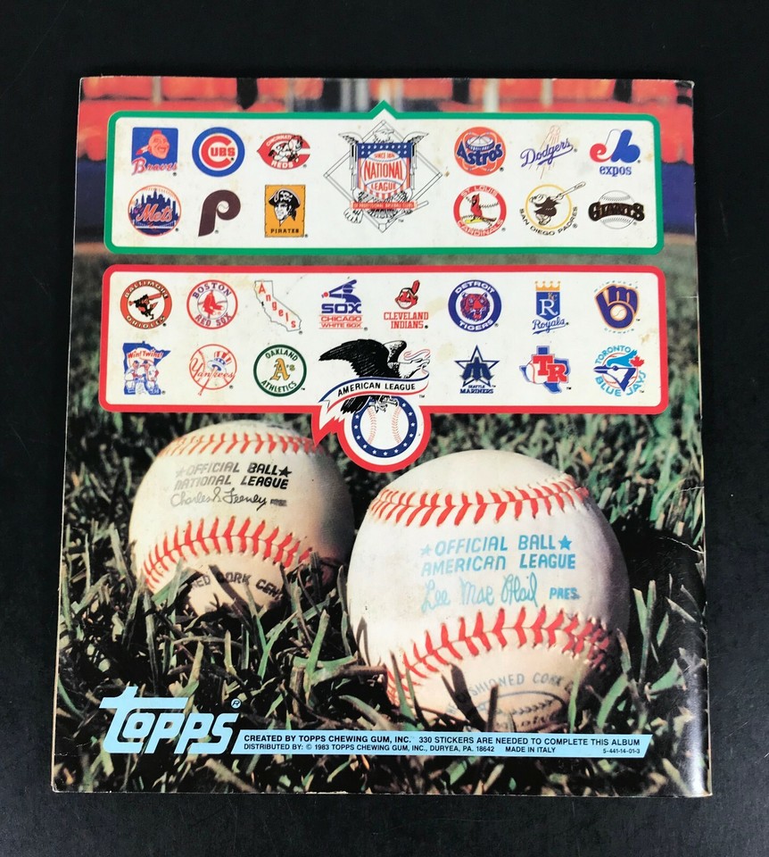 1983 TOPPS Sticker Album Book COMPLETE ALL 330 Stickers INCLUDED ...