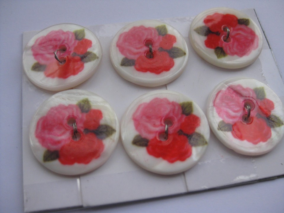 25mm Large Gorgeous Iridescent Shell Pink Red Roses Floral Sewing ...