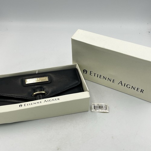 Vintage Etienne Aigner Wallet w/ Checkbook Black Soft Leather Gold ...