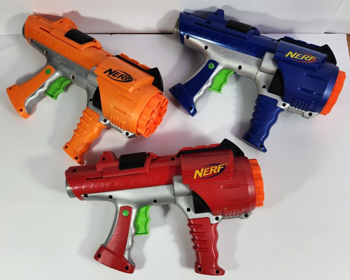 Nerf Hyperfire Rotating Barrel 10 Dart Tag Gun Blasters Red Blue Orange ...