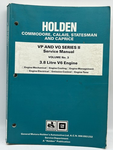 HOLDEN COMMODORE VP & VQ series II Vol. 3 SERVICE REPAIR MANUAL CAR ...