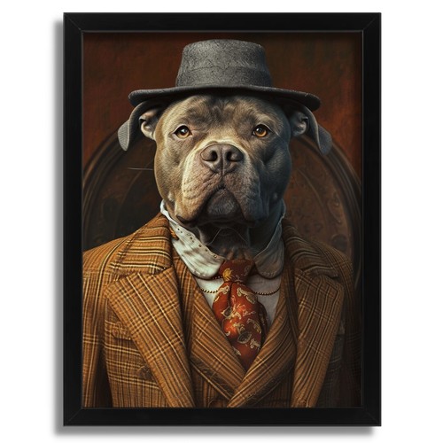 Vintage Staffy Portrait Wall Art Staffy In A Suit Print Retro Dog ...