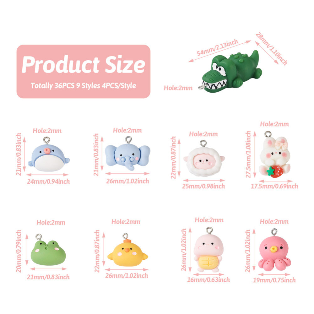 1Box Frog Chick Rabbit Octopus Elephant Tortoise Dolphin Opaque Resin ...