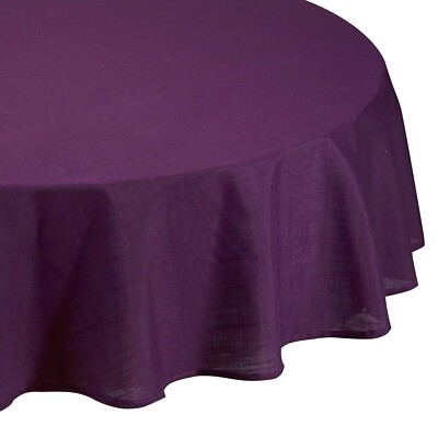 Linen Look Purple Tablecloth 69" Round Stylish Kitchen Table Dining ...