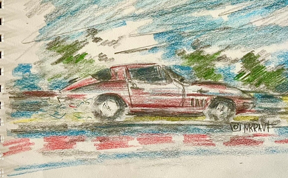 Original Chevrolet Corvette C2 Vintage Drawing Sketch American Classic ...