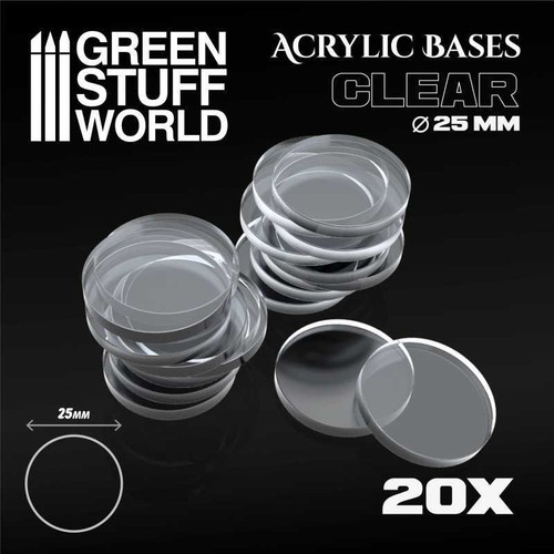 Green Stuff World 9290 Acrylic Bases - Round 25 mm CLEAR (Wargaming ...