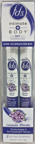 FDS Intimate Body Deodorant 2 On The Go Sprays .5 oz. Each Lavender ...