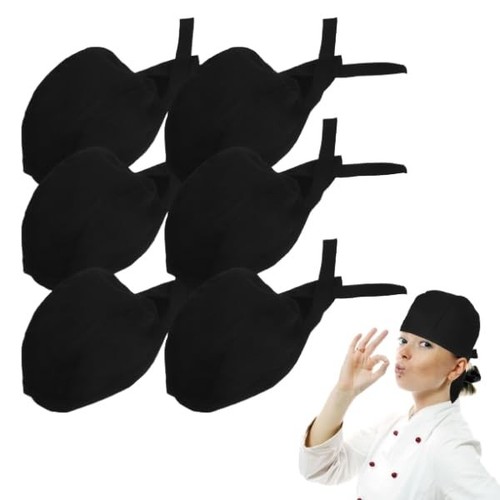 6 Pcs Black Chef Hats - Cotton Cloth Kitchen Cooking Caps Adjustable | eBay