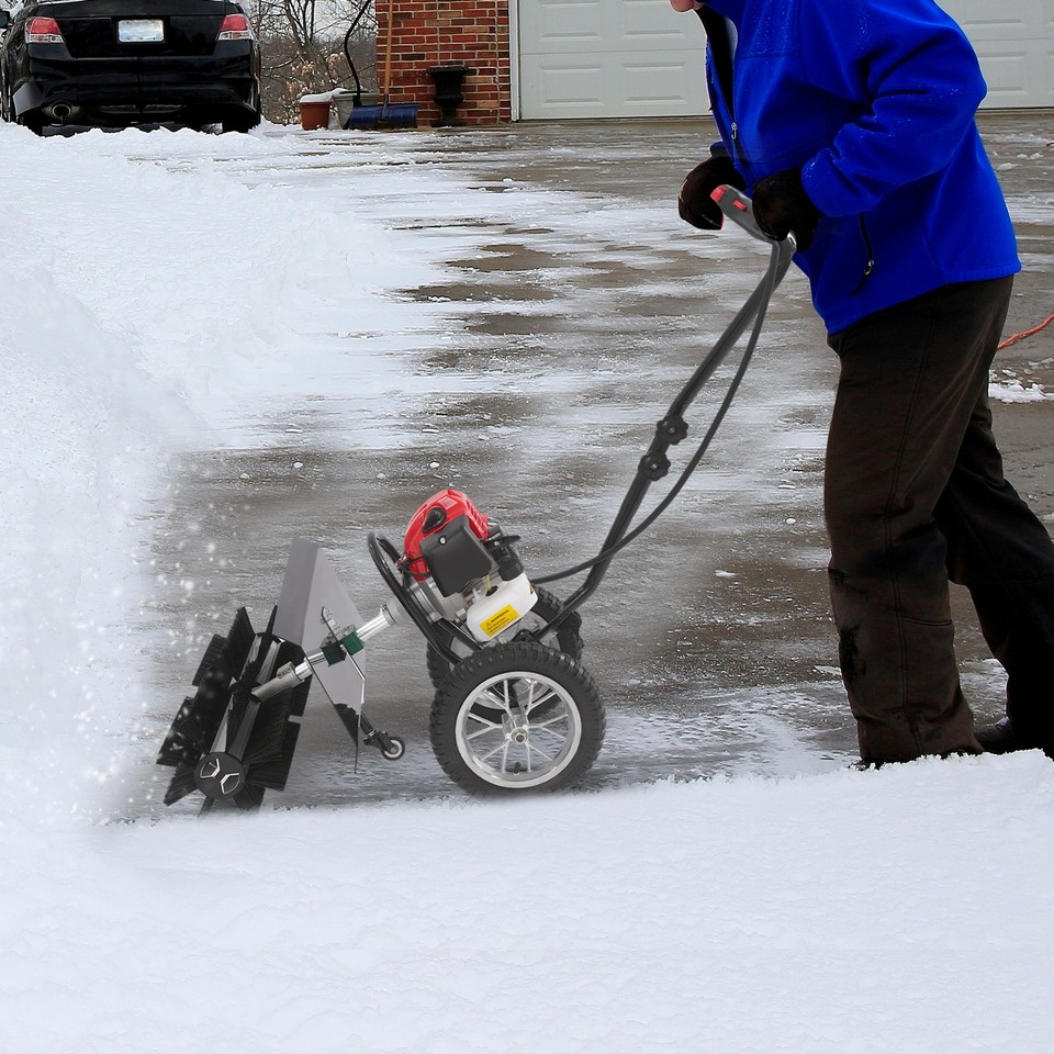 Push Broom 2 Stroke Snow Sweeper Gas Powered Push Broom With Wheels For ...