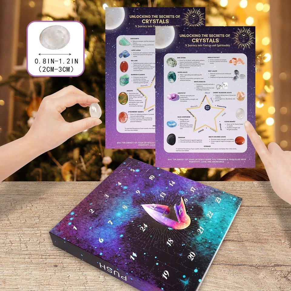 Advent Calendar 2025 Crystals Gift Set for Women - Witch Healing Rocks ...