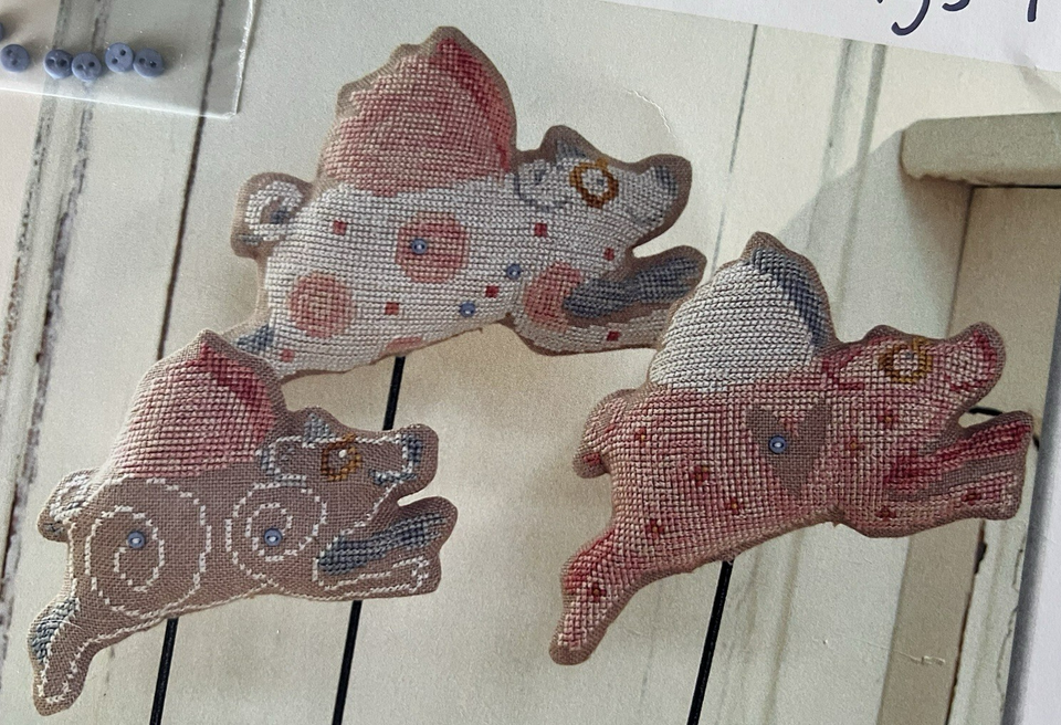 Sam Sarah Counted Cross Stitch Chart When Pigs Fly! w/Button Pack 30Ct ...