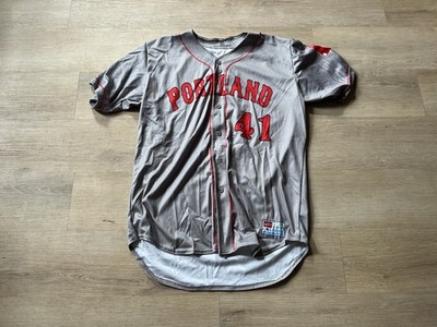 #41 Team Issued Portland Sea Dogs Gray Road Jersey Red Sox | eBay