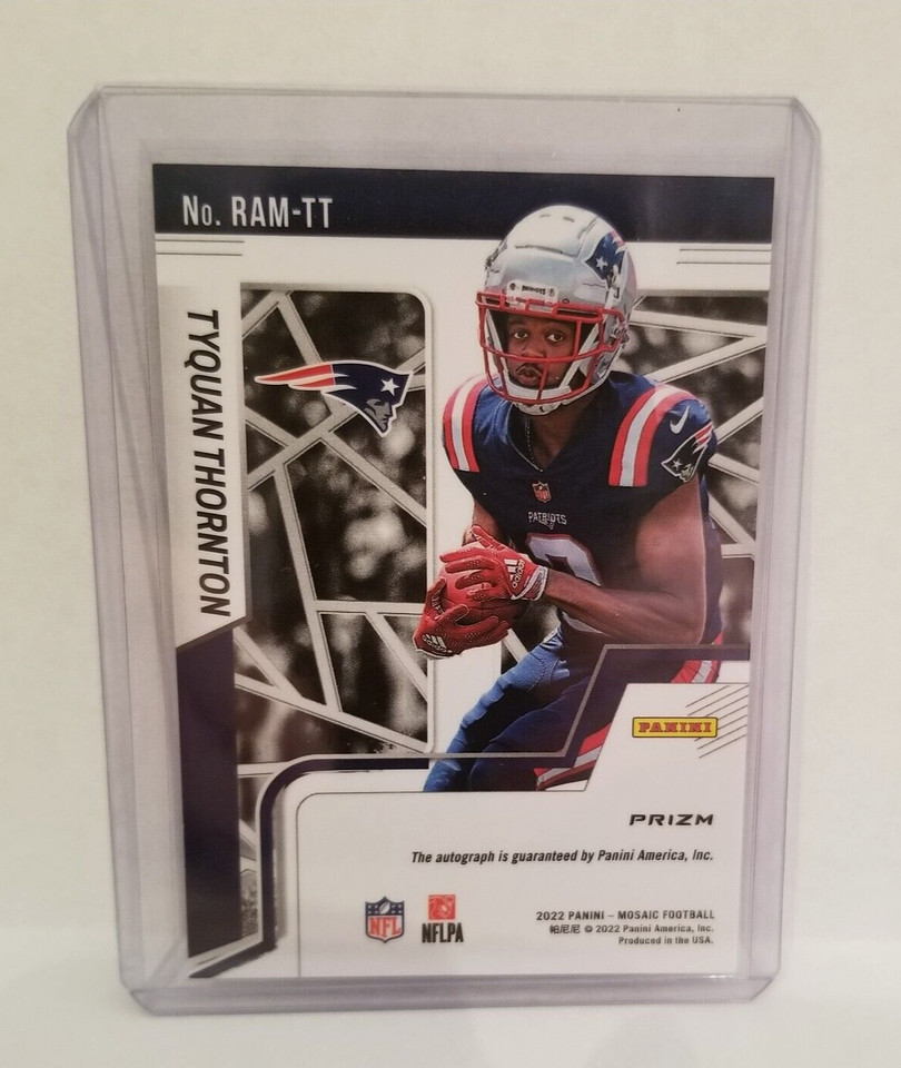 Tyquan Thornton Auto Silver Prizm 2022 Mosaic New England Patriots RC ...