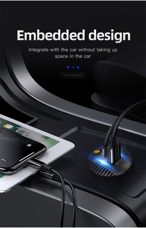 2 Port Car Charger Power Socket Adapter QC3.0 36W Fast Charging For ...