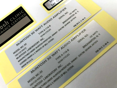 For McINTOSH MC30 AMPLIFIER SIDE DECAL LABEL TYPE-B - SERIAL NUMBER ...
