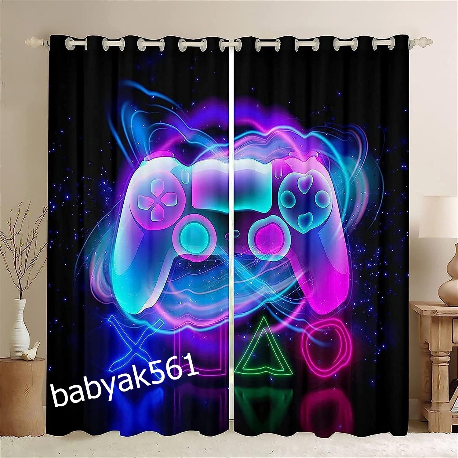 Playstation Game Controller Gamepad Room Window Curtain Ring Top Eyelet ...