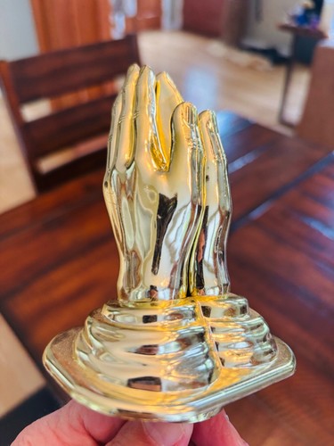 Gold Tone Plastic Praying Hands Prayer Trophy Topper Faith Religious ...